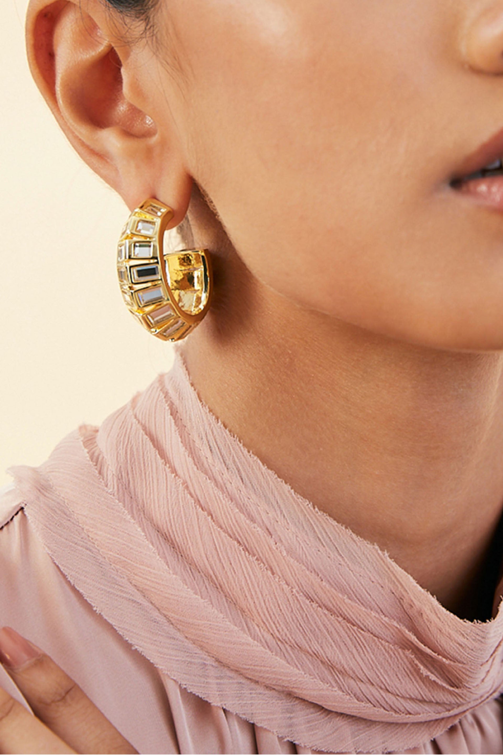 Disco Mirror Rib Hoop Earrings – Melange Singapore