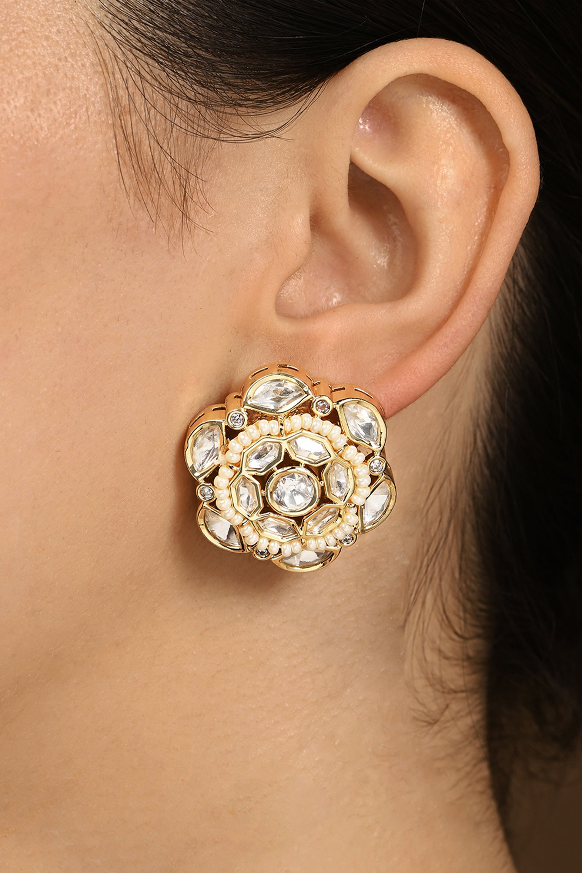 Shimmery Polki Stud Earrings – Melange Singapore
