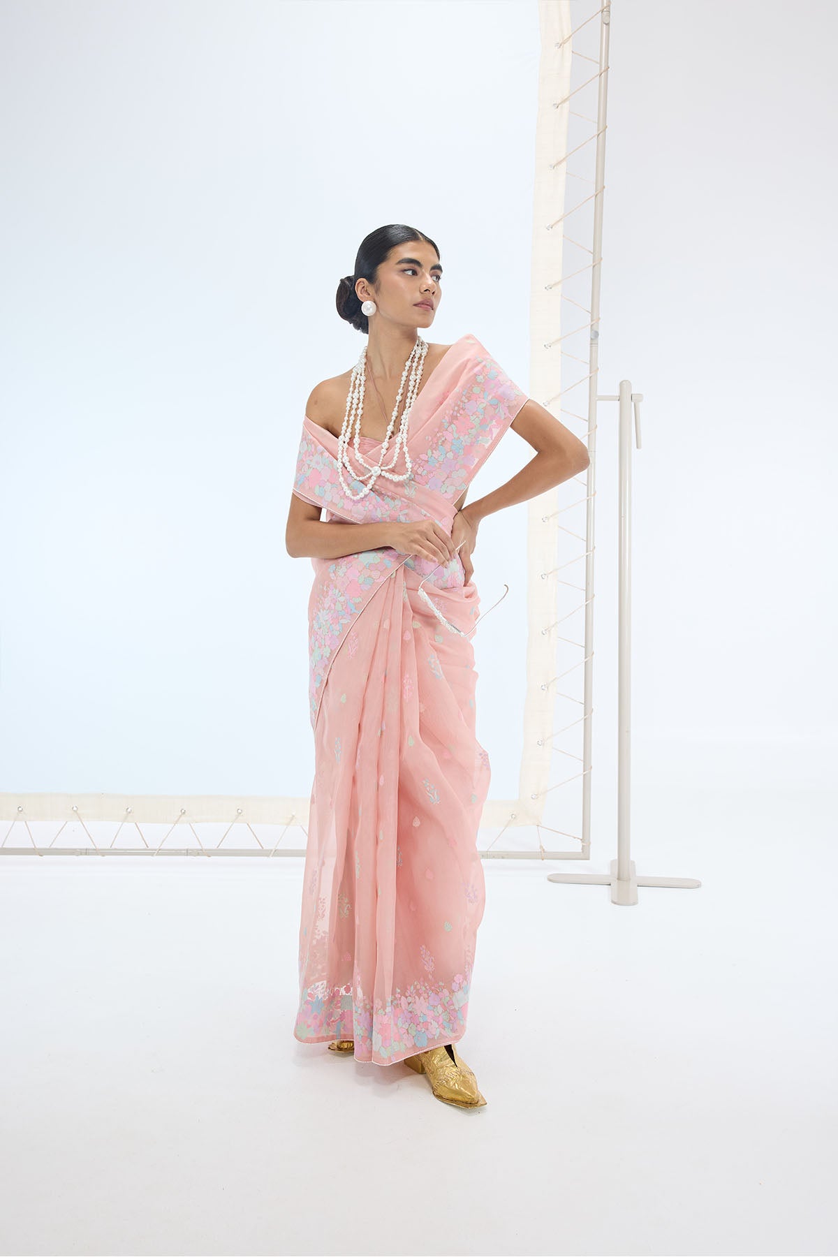 The Lexi Saree in Peach – Melange Singapore