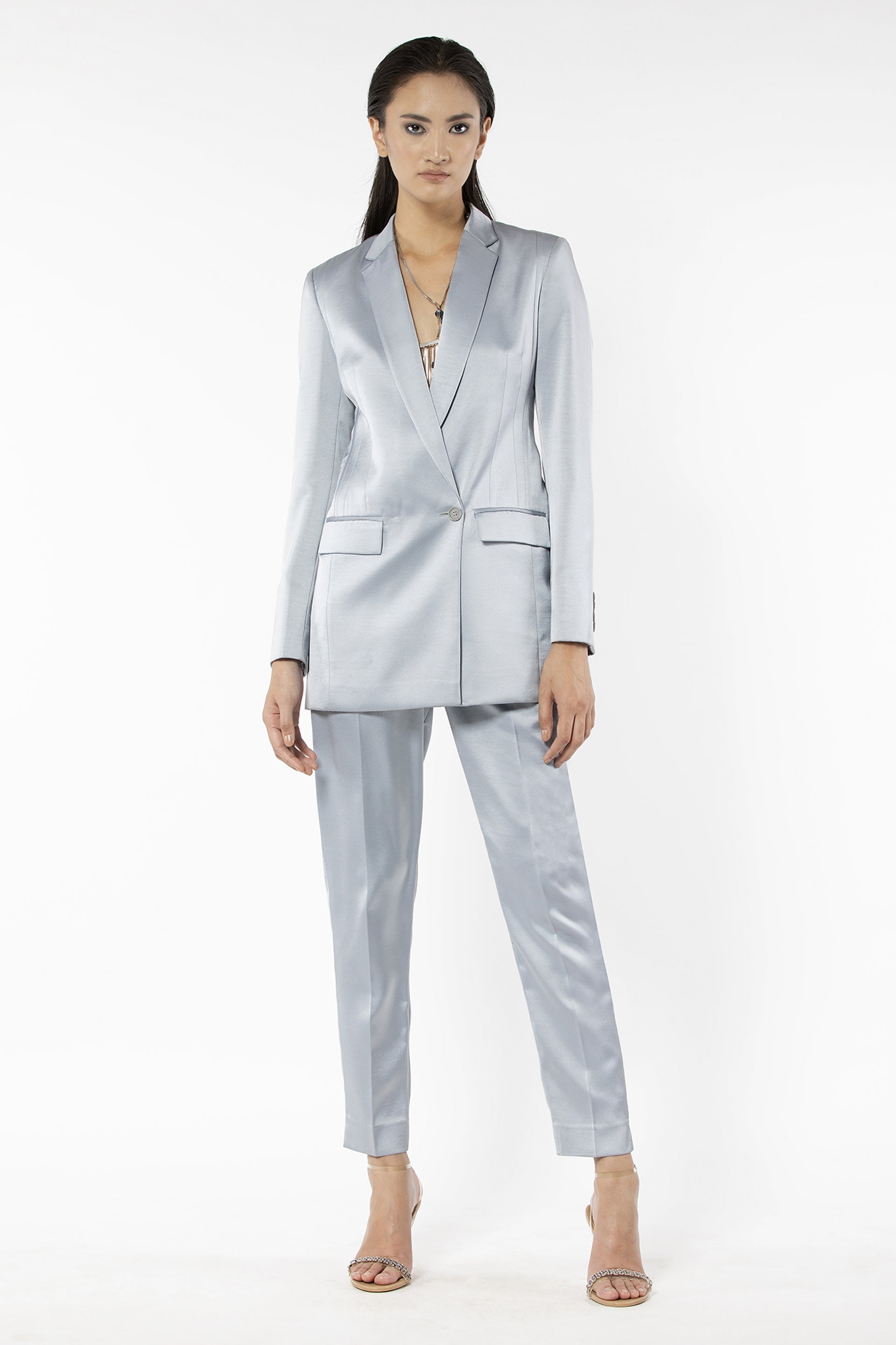 Ice Blue Satin Jacket – Melange Singapore