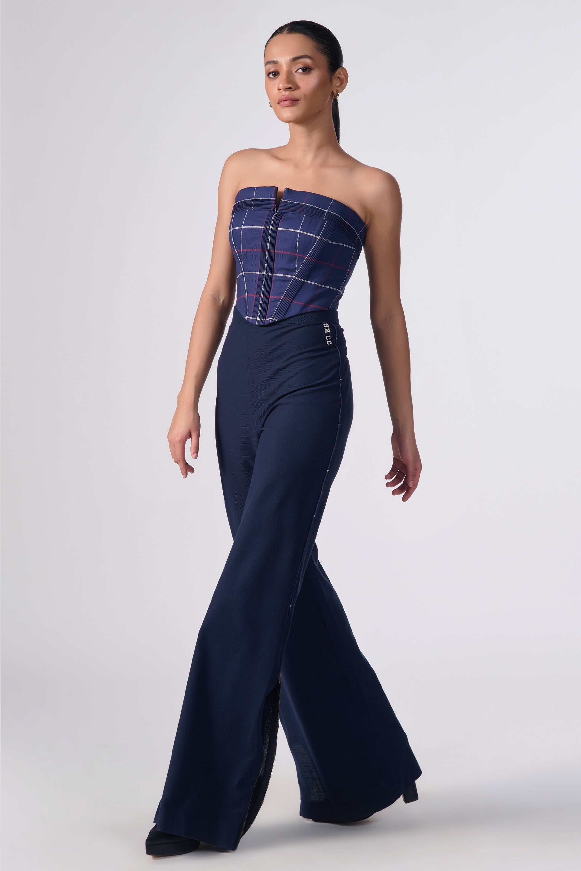 SNCC Navy Trouser with Pipe Detailing – Melange Singapore