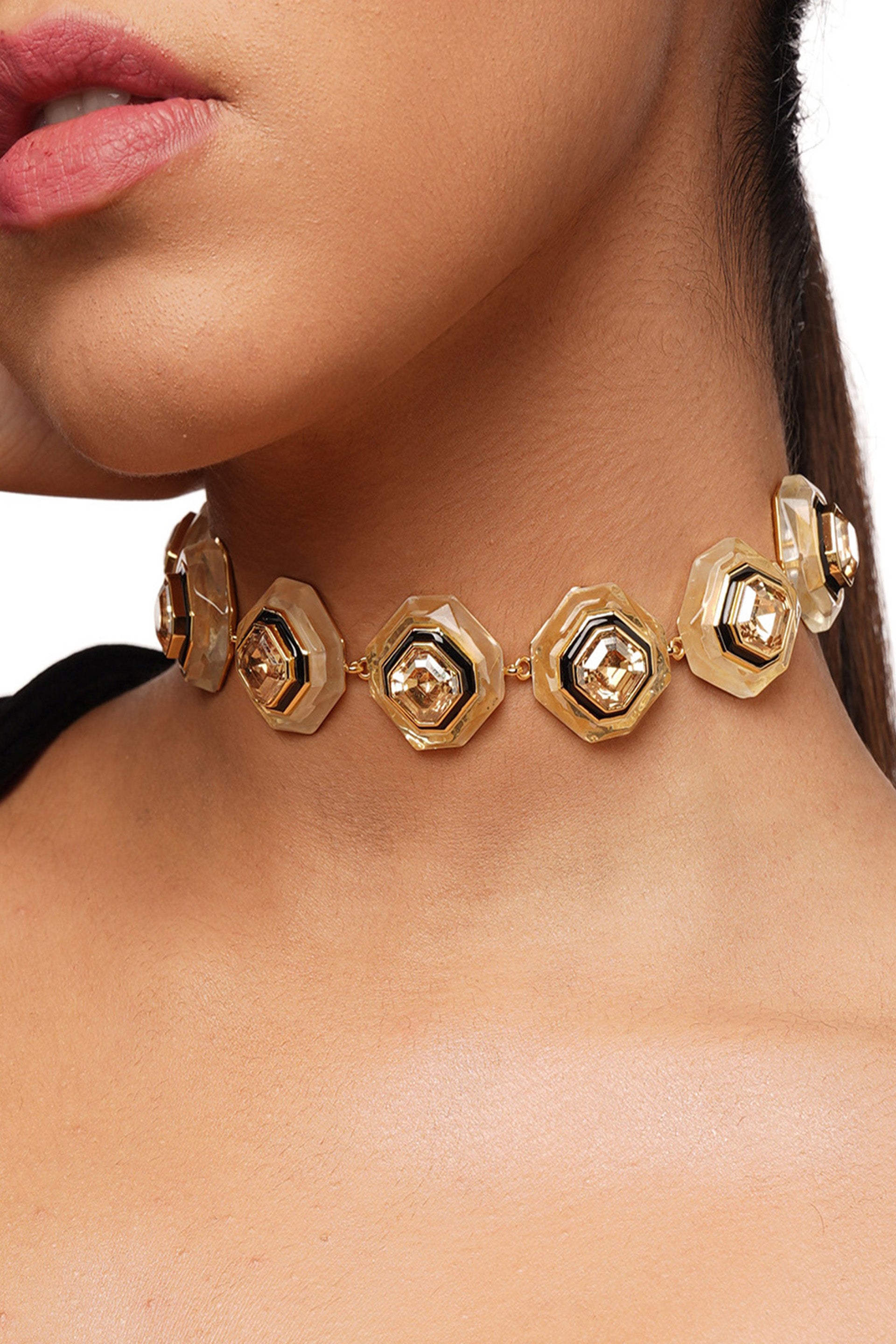 Bling Infinity Cut Crystal Choker In 18Kt Gold Plated – Melange Singapore