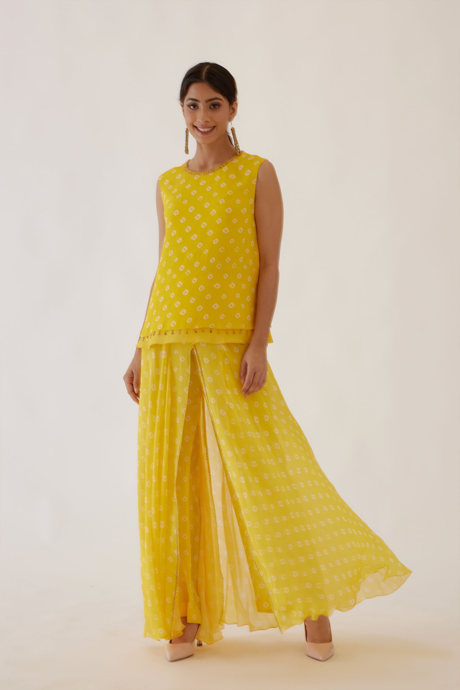 Yellow Bandani Print Sharara Set – Melange Singapore